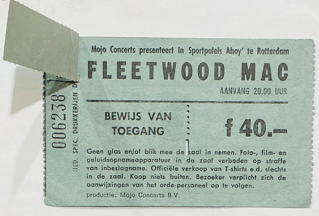 Fleetwood MAC Original Used Concert Ticket Sportpaleis Ahoy Rotterdam ...
